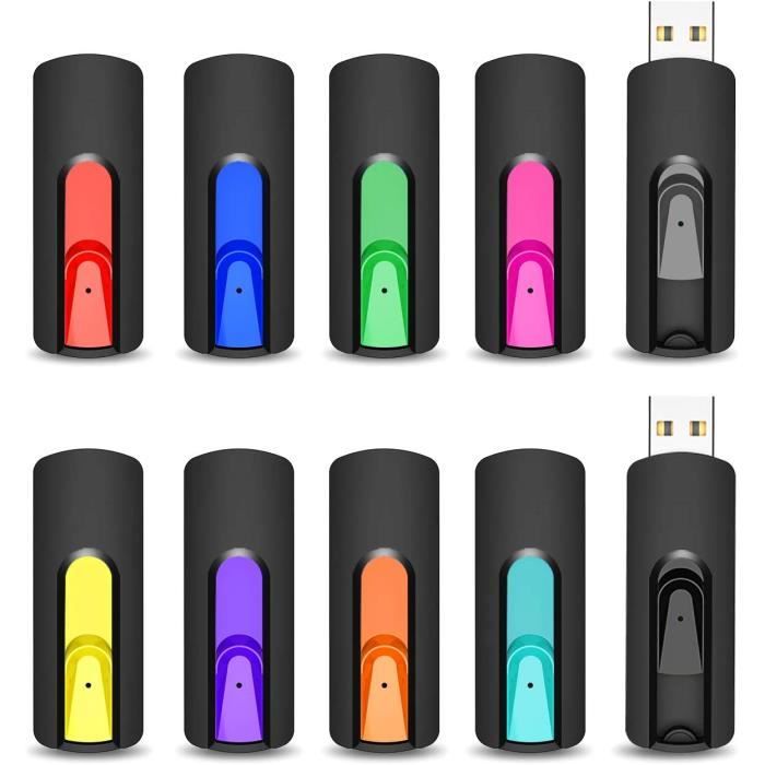 Clé USB 16 Go, Lot de 10 Clef USB 16Go Rétractable, Stockage Externe ...