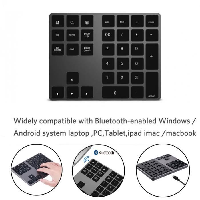 Clavier Americain (QWERT) - Bluetooth sans fil 34 touches pavé ...