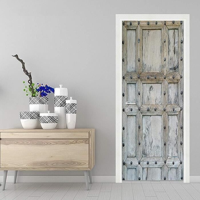 Sticker Porte Autocollant Poster de Porte 3D Ancienne Vieille Porte en ...