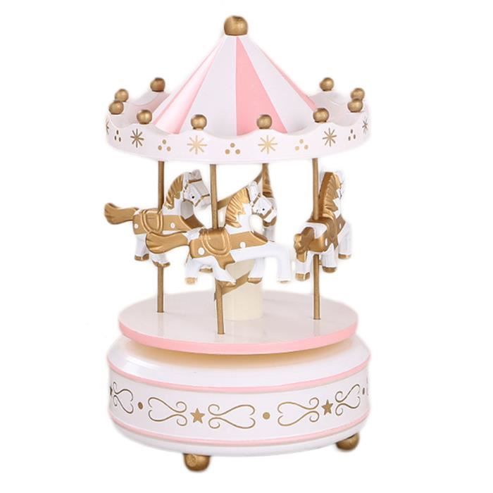 ESTINK Wind Up Music Box Carrousel en bois musical vintage 4 chevaux ...