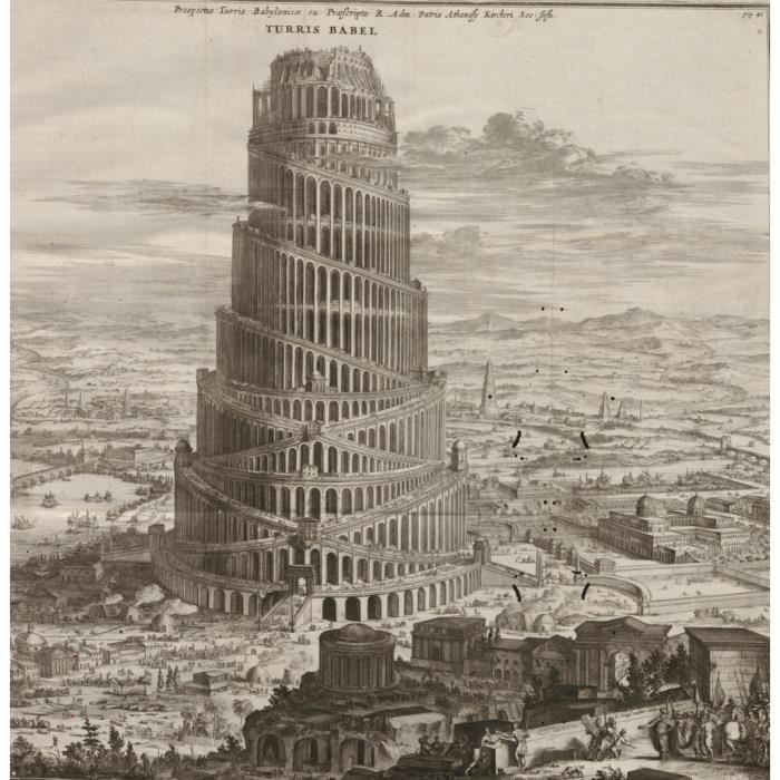 Poster Affiche Tour De Babel Turris Babel Athanasius Kircher Dessin ...