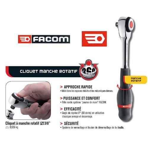 Manche - FACOM - J.360CLIQUET - Cliquet rotatif - Approche rapide - Espaces réduits - Cdiscount ...