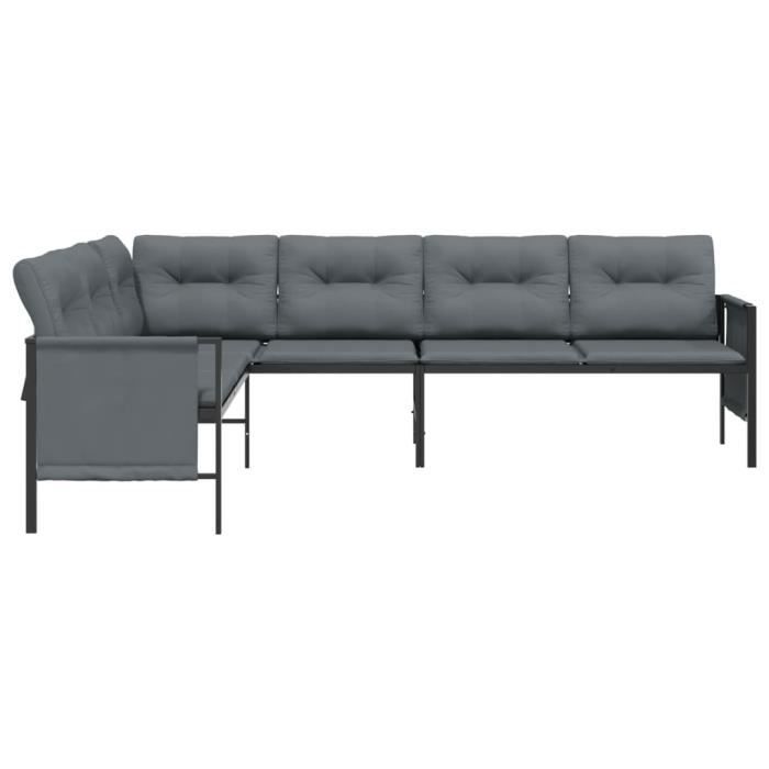 Fafeicy Canapé d'angle de jardin anthracite acier et textilène FA001 ...
