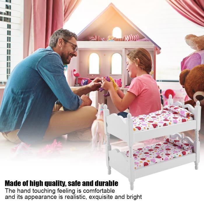 Hililand Jouets pour Enfants 1:12 Lit Superposé Poupée Maison Mini Meubles pour Enfants Jouet ...