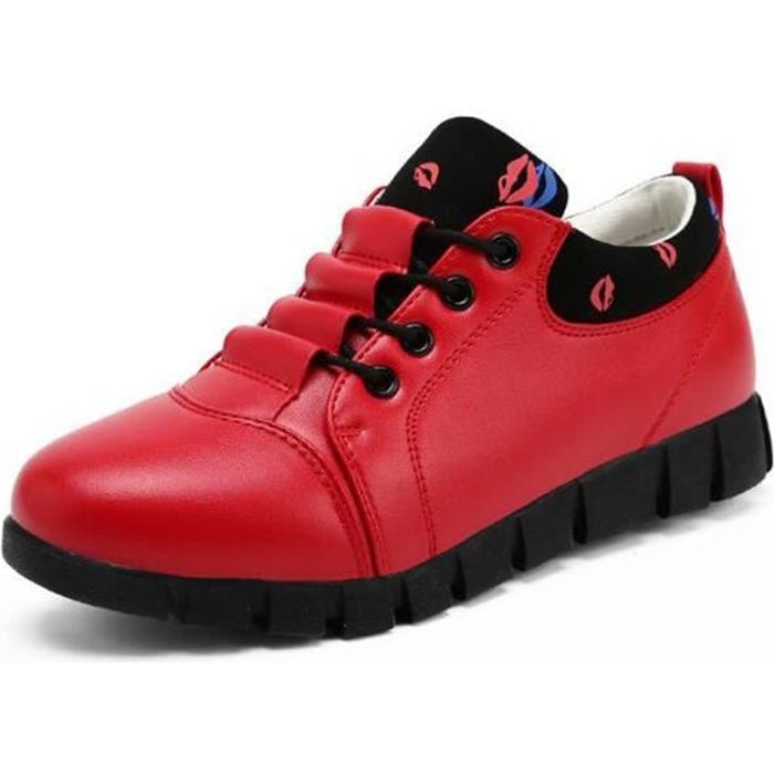 Mocassin Cuir Chaussure Femme - Rouge Rouge - Cdiscount Chaussures