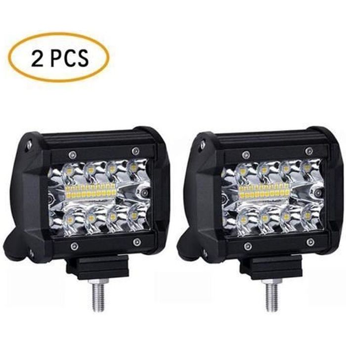 2PCS 200W Phare de Travail Carre a Leds DC 12V Quad Camion Bateau ...