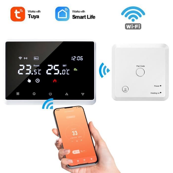 Thermostat intelligent sans fil Tuya RF WiFi régulateur de température pour chauffage de l'eau ...