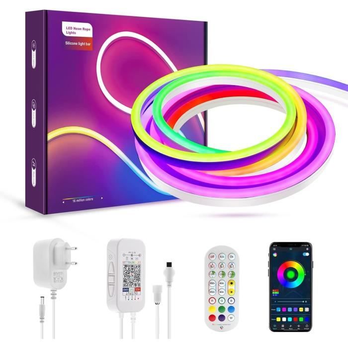 Bande Led Néon 5M, Bluetooth Ruban Led Rgbic, Led Chambre Étanche Ip65 Silicone Avec ...