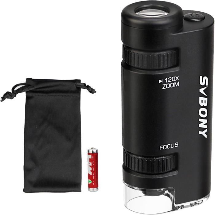 Sv603 Microscope Portable Avec Lumière Led, 60X-120X Mini Microscope ...