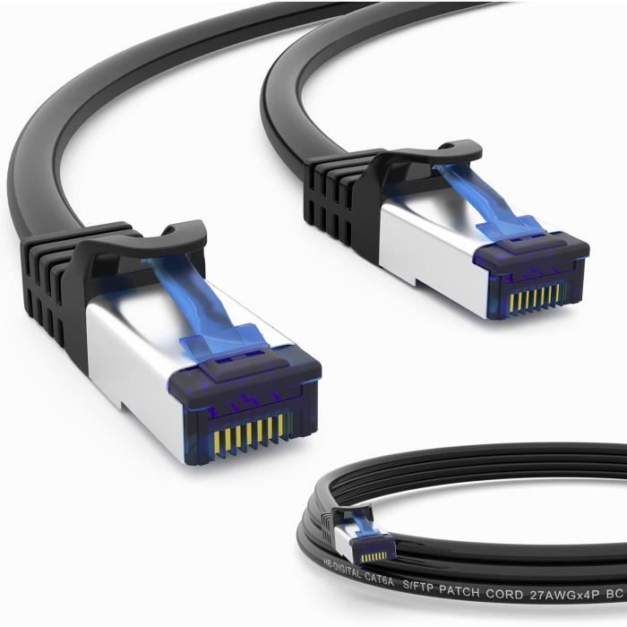 Cat.6A Outdoor 15M Câble Patch Pour Extérieur & Intérieur Noir ...