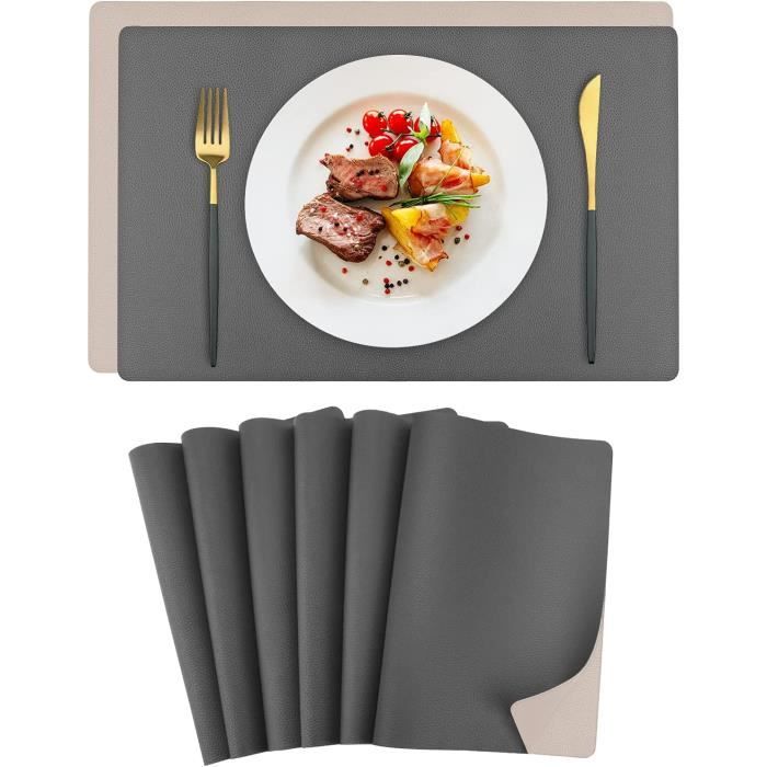Toprance Lot de 6 sets de table aspect cuir bicolore - Faciles à ...