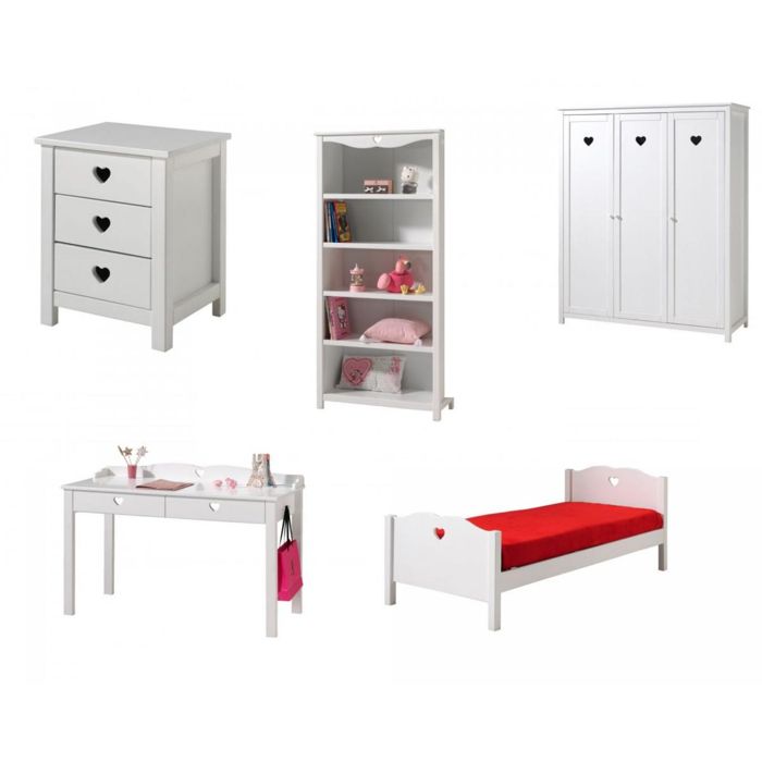 Meuble de chambre enfant - Vipack - Amori - Bois Blanc - Lit classique ...