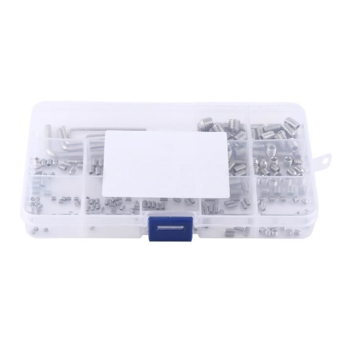 YOSOO vis sans tête 240 pièces M3 / M4 / M5 / M6 / M8 Kit d'assortiment de vis à six pans creux ...