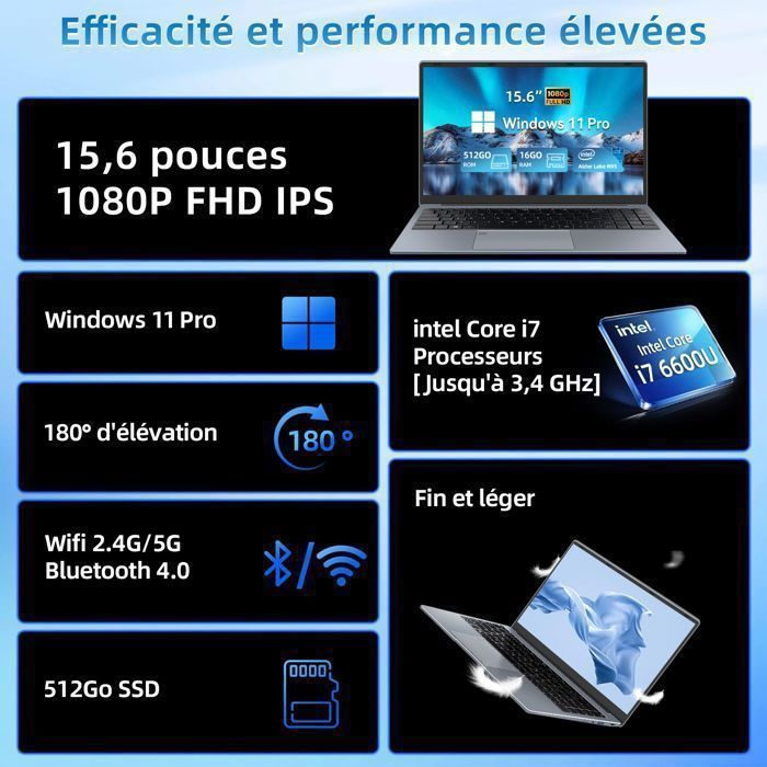 PC Portable-Intel Core i7-6600u(jusqu'à,3.40 GHz)-NVIDIA GeForce MX330 ...