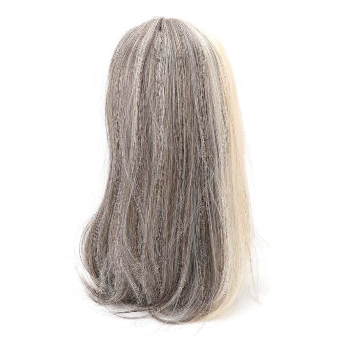 Perruque de cheveux raides Omabeta - Blanche, grise - Résistante à la ...