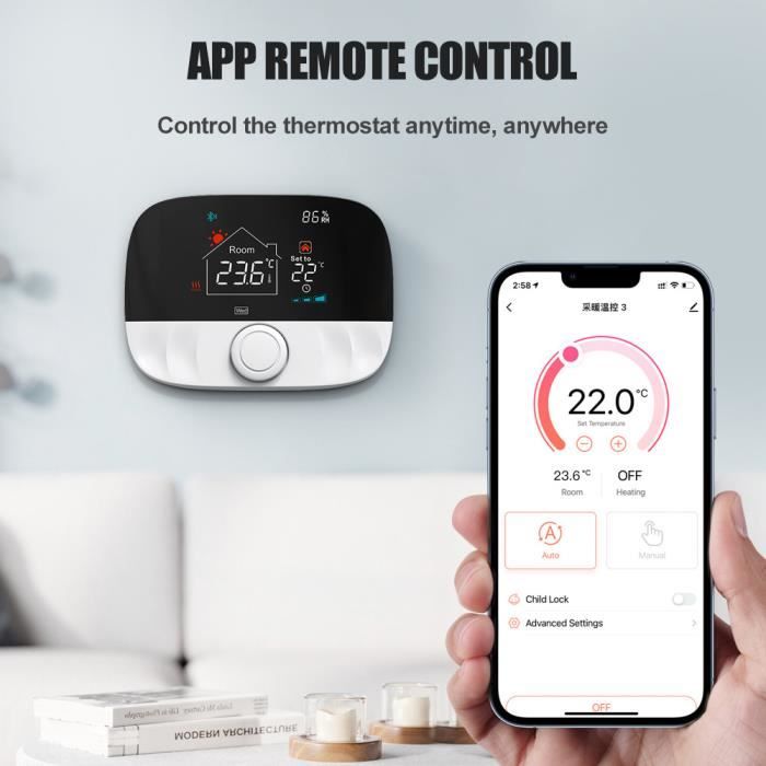 Thermostat sans fil Tuya WiFi - PRUMYA Smart Thermostat intelligent pour chaudière à gaz de ...