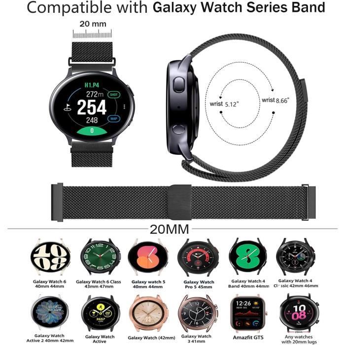 Bracelet Pour Samsung Galaxy Watch 4, 20Mm Bracelet Métal Acier ...