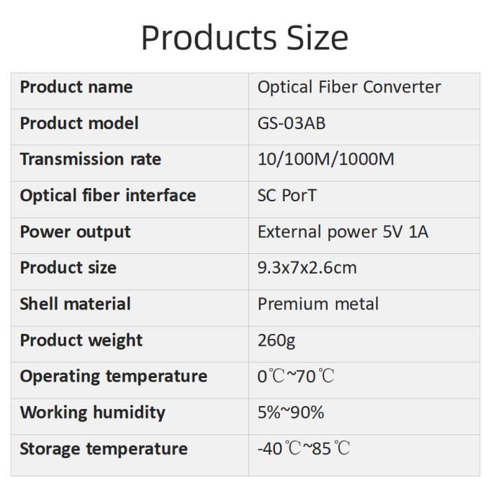 Convertisseur de fibre optique monomode Gigabit, ensemble récepteur ...