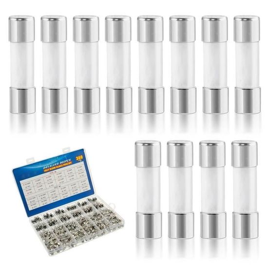 360 Pièces Fusible Verre, 250V 5X20Mm 0.25-20A Kit D'Assortiment De Fusibles 6X30Mm Fusibles En ...