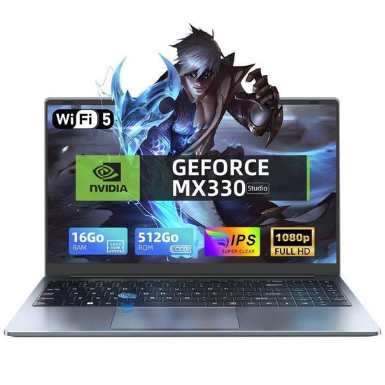 15.6'' PC portable-NVIDIA GeForce MX330-Intel Alder Lake N95((Jusqu'à 3 ...