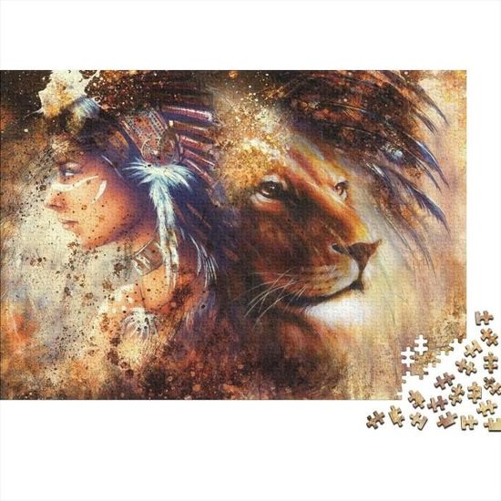Animaux Puzzle 1000 Pieces Adultes Painted Fille And Lion Puzzle En ...