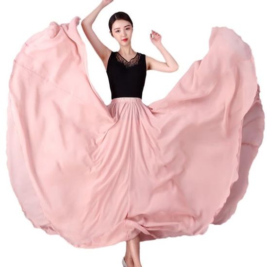 Jupe Longue Femme Tango Latine Flamenco Jupe Balançoires 720 Degrés ...