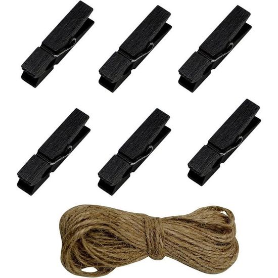 Lot De 100 Mini Pinces À Linge En Bois Robuste 3,5 Cm Avec Ficelle De ...