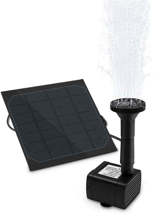 Omitium Fontaine Solaire Pompe à Eau Solaire avec 4 Buses Différent Pompe Extérieure Panneau ...