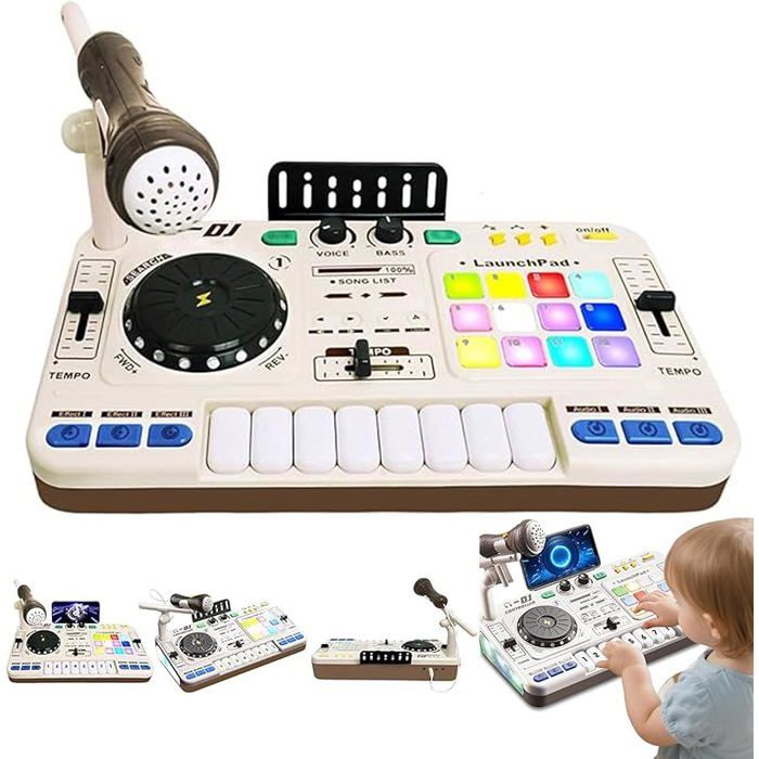 Table de mixage DJ for Enfants avec Microphone Bluetooth 8 Touches de ...