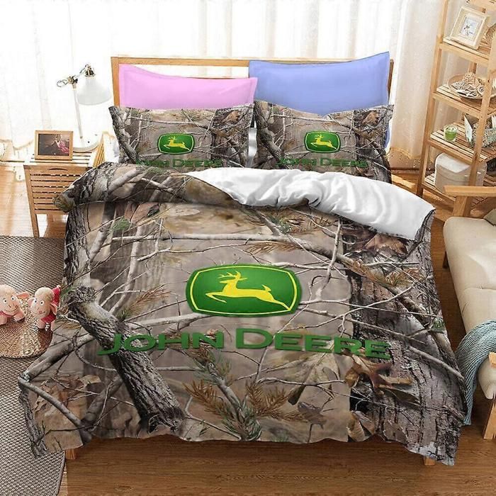 Draps de lit John Deere tracteur logo motif housse de couette ensemble ...
