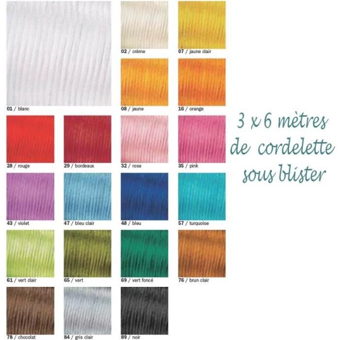 Cordelette - ARTIF - 3x6 m - Ø 2mm - Satin 100% Polyester - Blanc ...