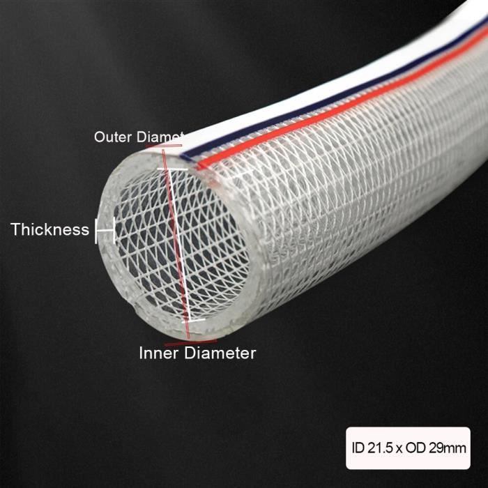 Tuyau renforcé en PVC - Transparent - 1m - ID 21.5mm - OD 29mm ...