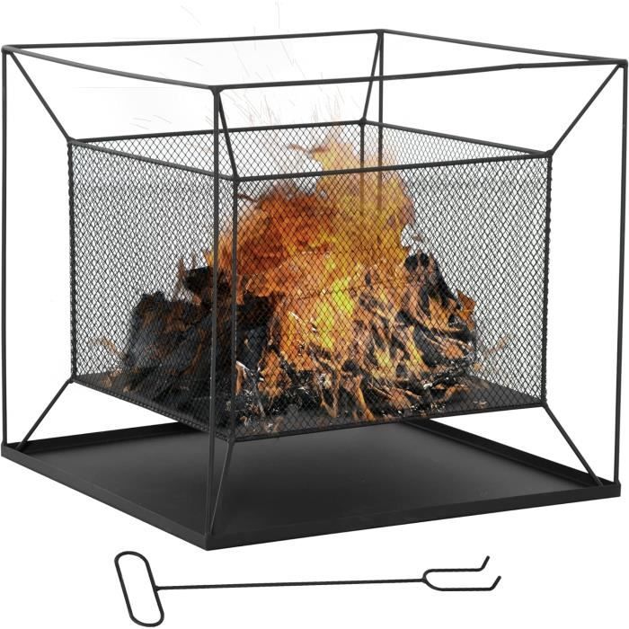 Brasero Cheminée Foyer Extérieur Carré Avec Tisonnier Métal Dim. 45L X 45L X 43H Cm Noir[n46 ...