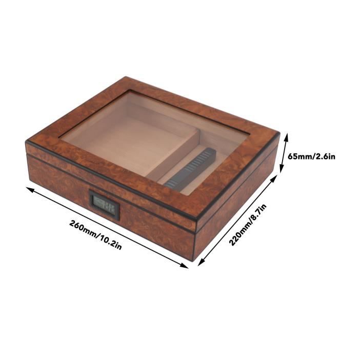 ZIU Boîte à cigares Humidor Box Portable Cedar Wood Glass Top Cigar ...