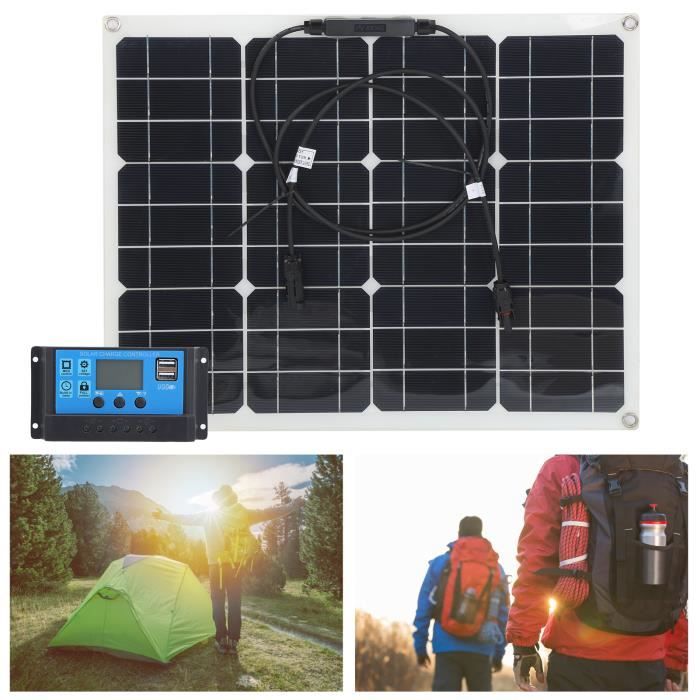 HURRISE cellule solaire Panneau solaire 40W, double chargeur USB avec contrôleur PWM 12V/24V ...