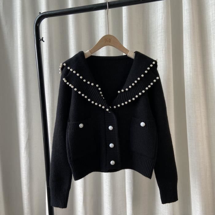 Gilet-cardigan,Cardigan Vintage à col rabattu et manches longues pour ...