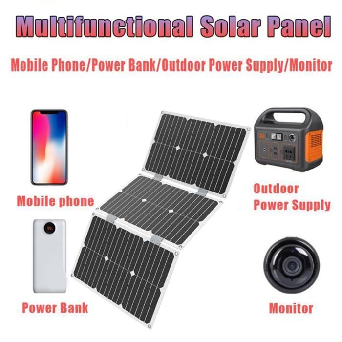 Panneau Solaire 60W Panneau Solaire Pliable, Haute Efficacité, Étanche, 3 Plis, 18V, 60W, Pour ...