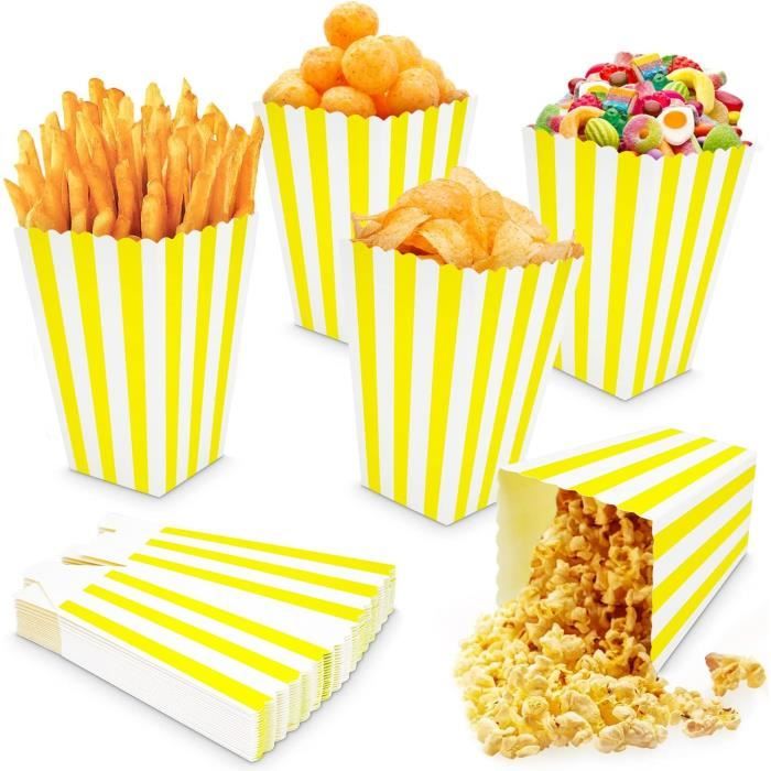 Popcorn Boite, 20Pcs Kit Boite Pop Corn, Rayures Jaunes Popcorn Boite ...