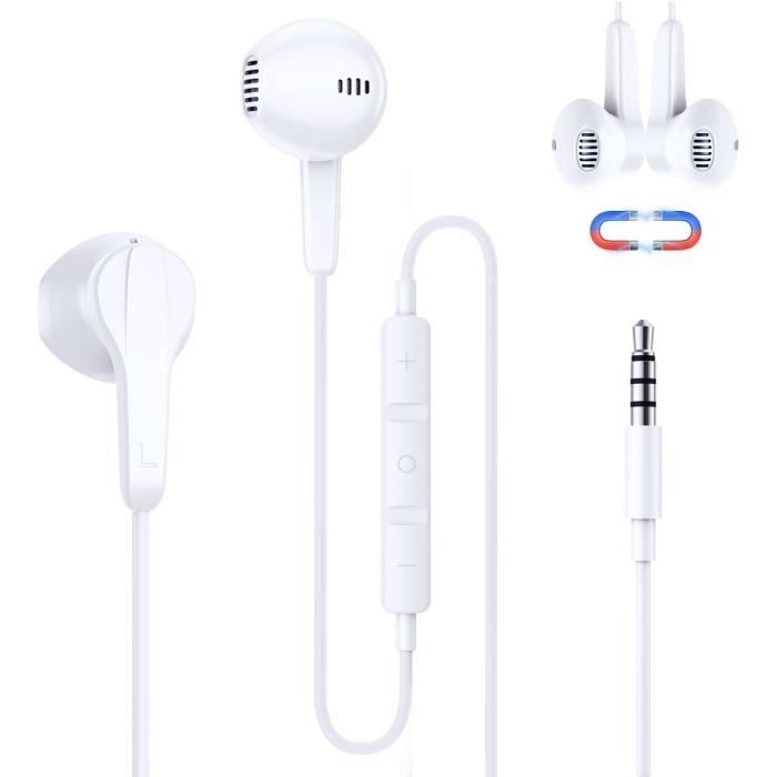 Écouteurs Filaire 3,5Mm Intra-Auriculaires Stéréo Magnétique Avec Micro ...