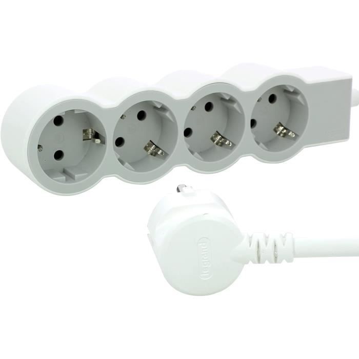 , multiprise plate 4 prises, câble 5 M, ultra blanc-gris, 694569[b1301 ...