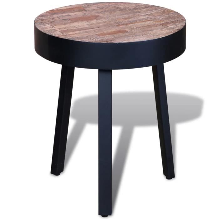 VidaXL Table d'appoint ronde Bois de teck recyclé - Cdiscount Maison