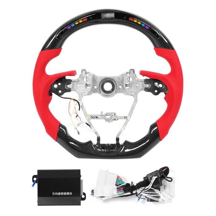 Volant de Course Performance LED Perforé +Coutures Rouges pour Toyota ...