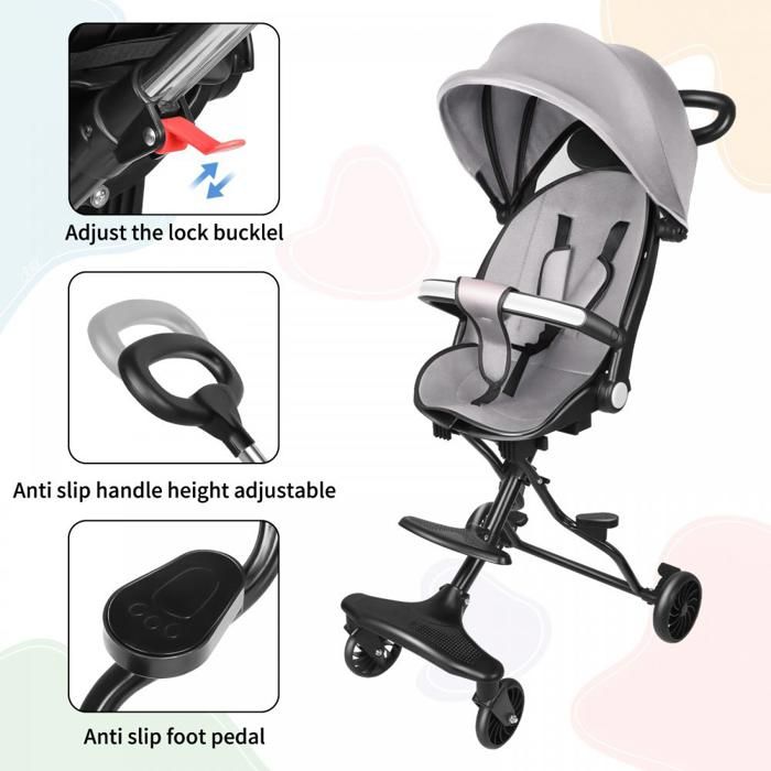 SUPFINE Poussette Parapluie Compacte - 4 Roues Eva - Convient De 8 Mois ...