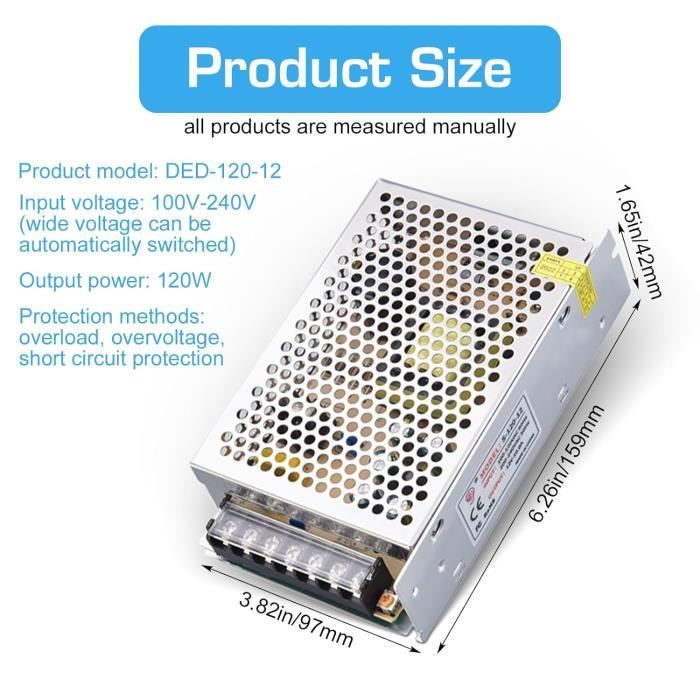 Alimentation de commutation 12V 10A Adaptateur d'alimentation ...