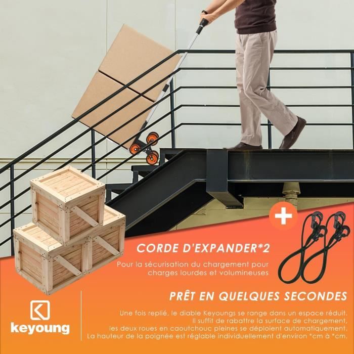 Keyoung Diable pliable en alm - Capacité de charge de 80 kg - Poignée ...