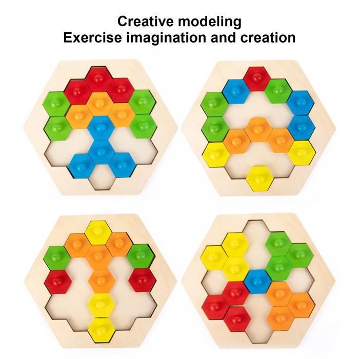SALUTUYA Puzzle hexagonal en bois casse‑tête jouet SALUTUYA Puzzle ...