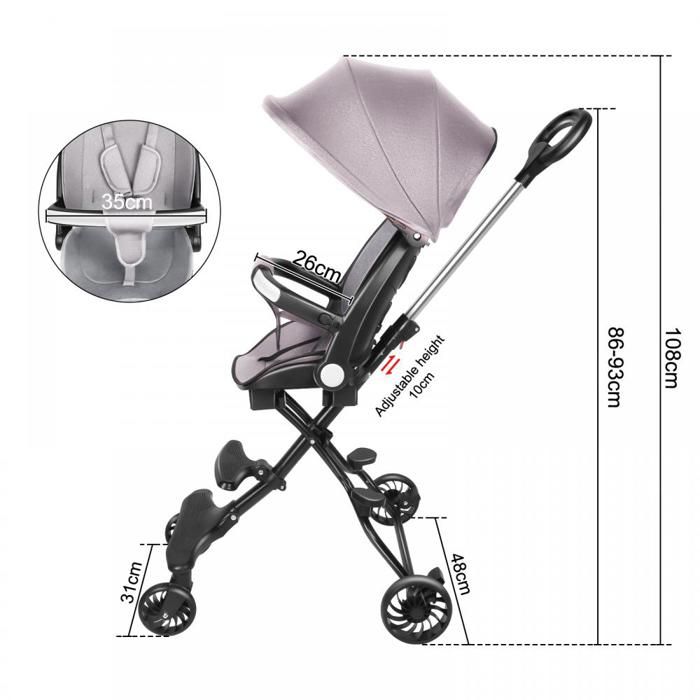 SUPFINE Poussette Parapluie Compacte - 4 Roues Eva - Convient De 8 Mois ...