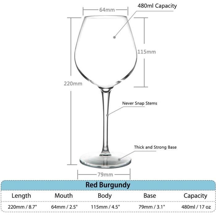 Incassable Verres À Vin Rouge De Bordeau 480Ml, Tritan-Plastique Grand Verres À Vins Pour ...