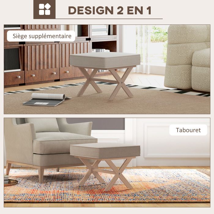 Repose pied salon HOMCOM ottoman pouf salon tabouret de canapé ...