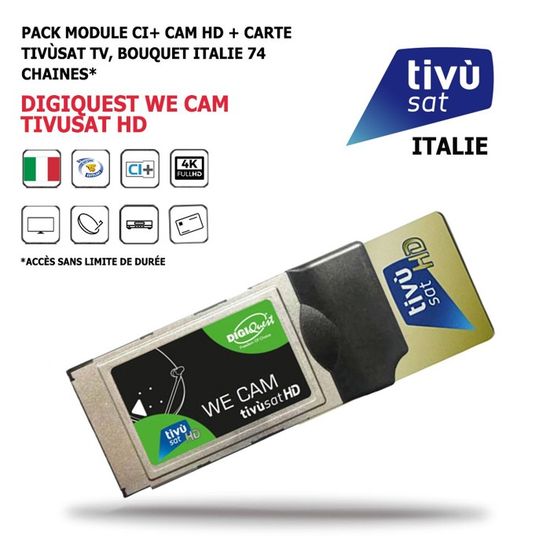 Pack Module CI+ We Cam Tivusat HD + Carte Bouquet Tv Italien Digiquest ...